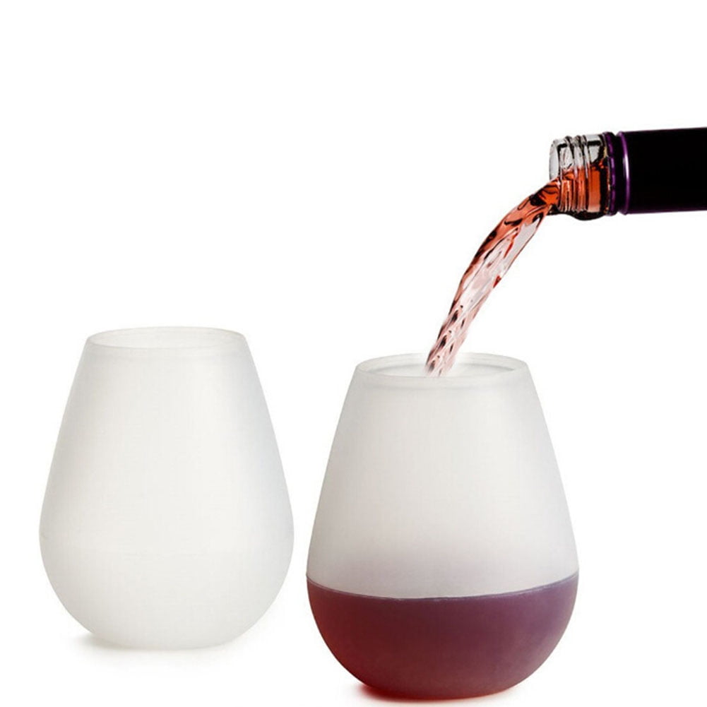 Set of 4 Silicone Wine Glasses Unbreakable stemless Rubber Drinking ...