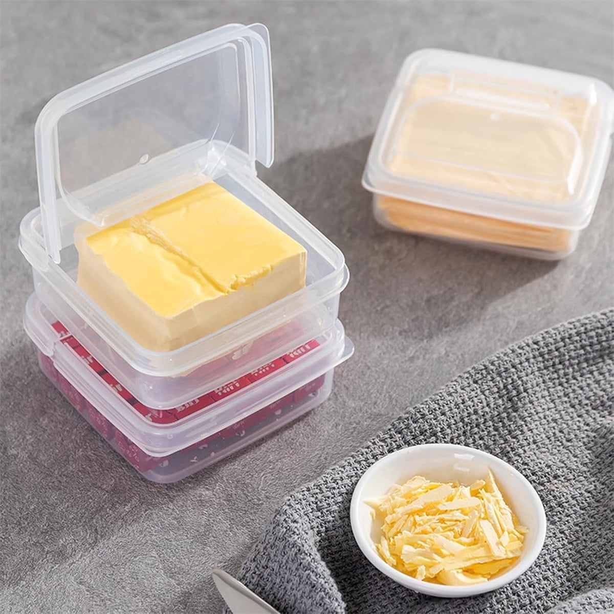 Set of 4 Sliced Cheese Storage Containers,Reusable Butter Storage ...