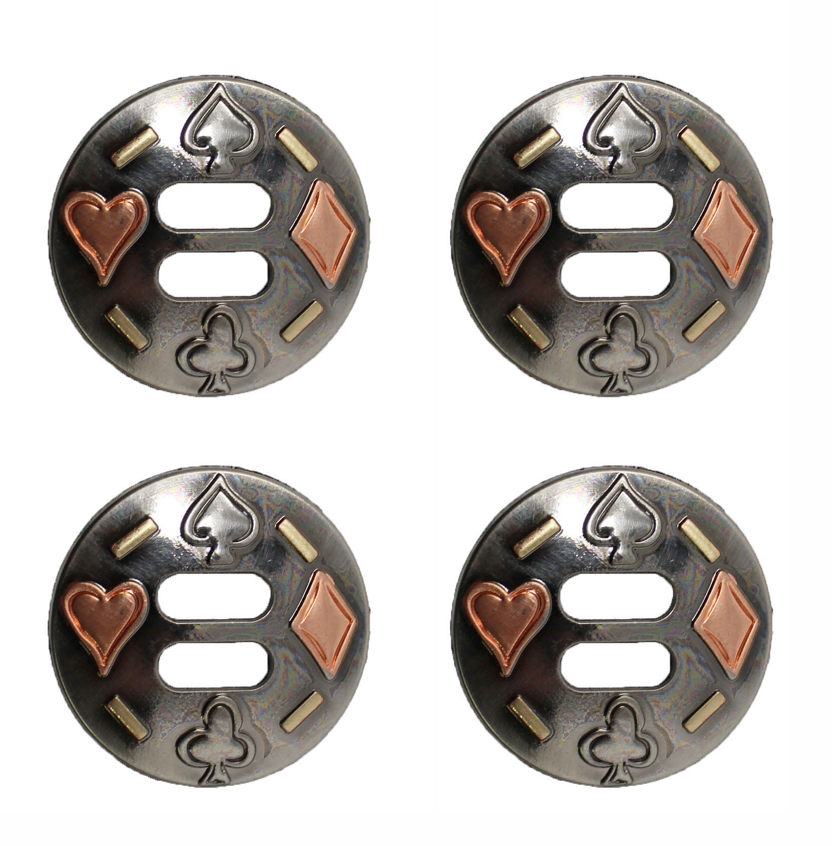 Set of 4 Slotted 1-1/2" Western Tack Poker Engraved Conchos CO582 ...