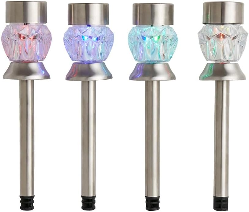 Set of 4 Solar Color-Changing Diamond Garden Stake Lights - Walmart.com