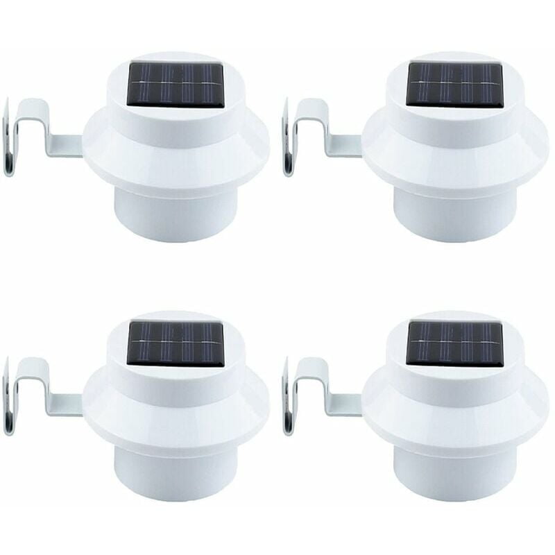 Set of 4-Solar LED gutter lights – White/Black – Solar night wall ...
