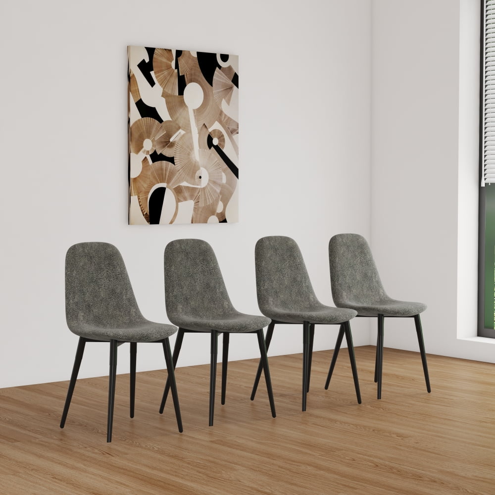 Set of 4 Spoon Shape Dining Chairs, Brown Modern Accent Chairs with ...
