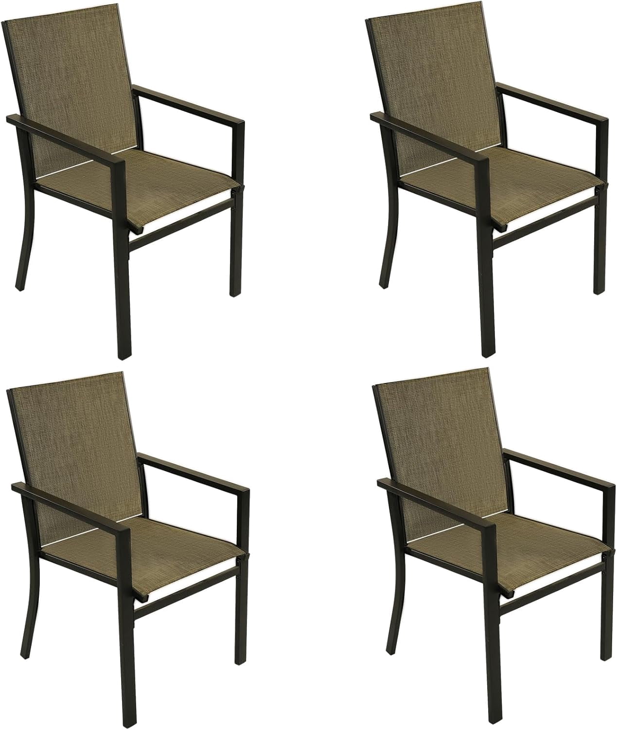 Set of 4 Stackable Outdoor Textilene Chairs, All-Weather Conversation ...