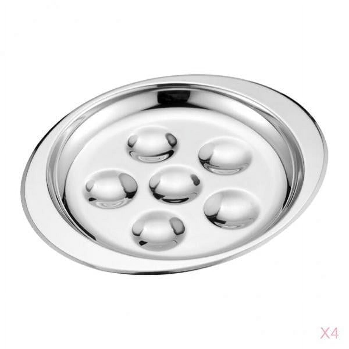 Set of 4, Stainless Steel Escargot Plate Snail Dish 6 Holes Server Tray ...