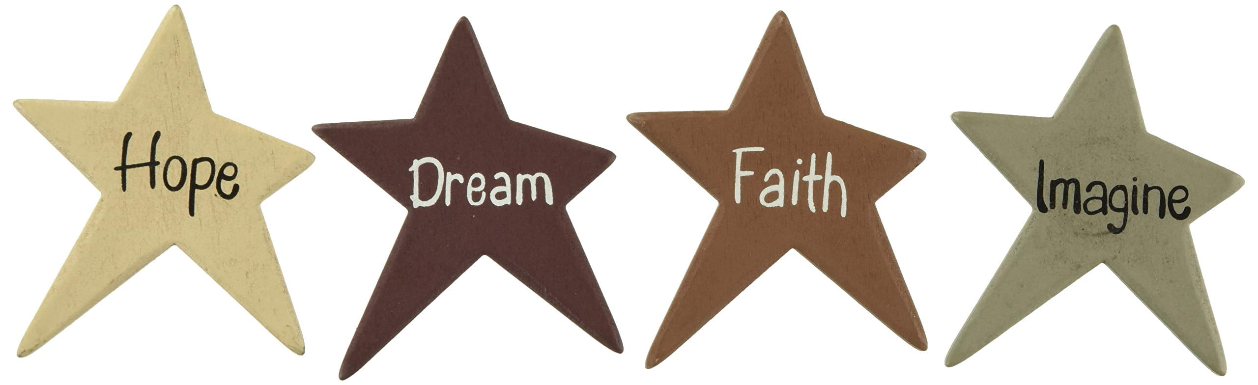 Set of 4 Star Magnets - Wood - Hearthside - Hope, Dream, Faith, Imagine ...
