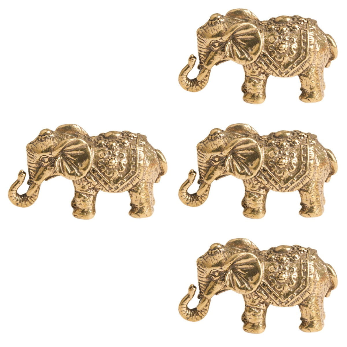 Set of 4 Statue Pure Copper Elephant Retro Decor Animal Sculpture ...