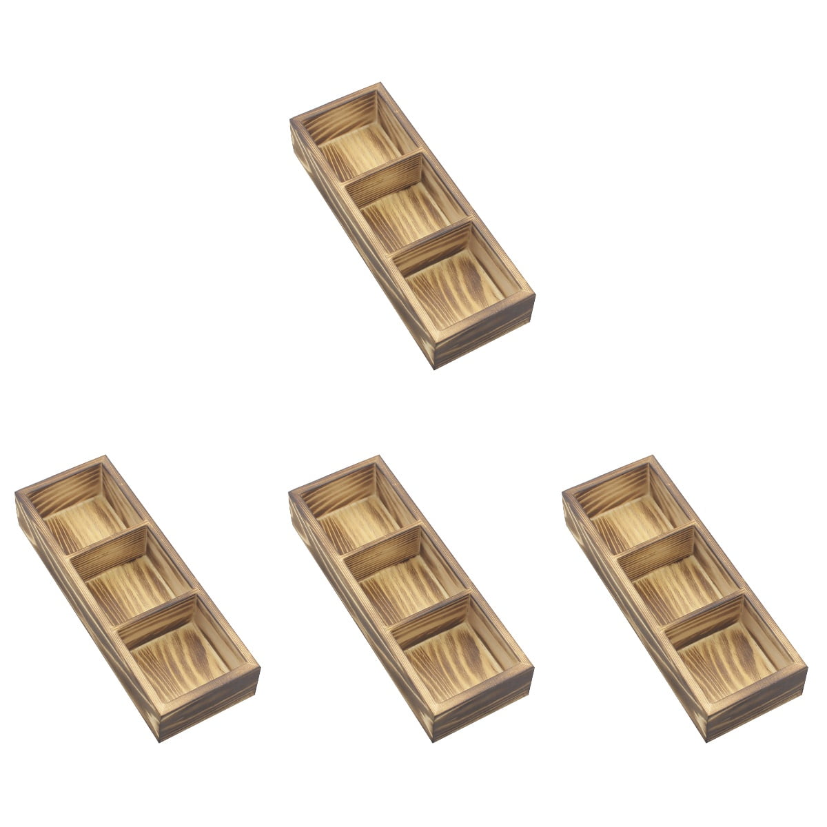 Set of 4 Storage Wooden Box Chest Desktop Drawer Tea Containers Bag ...