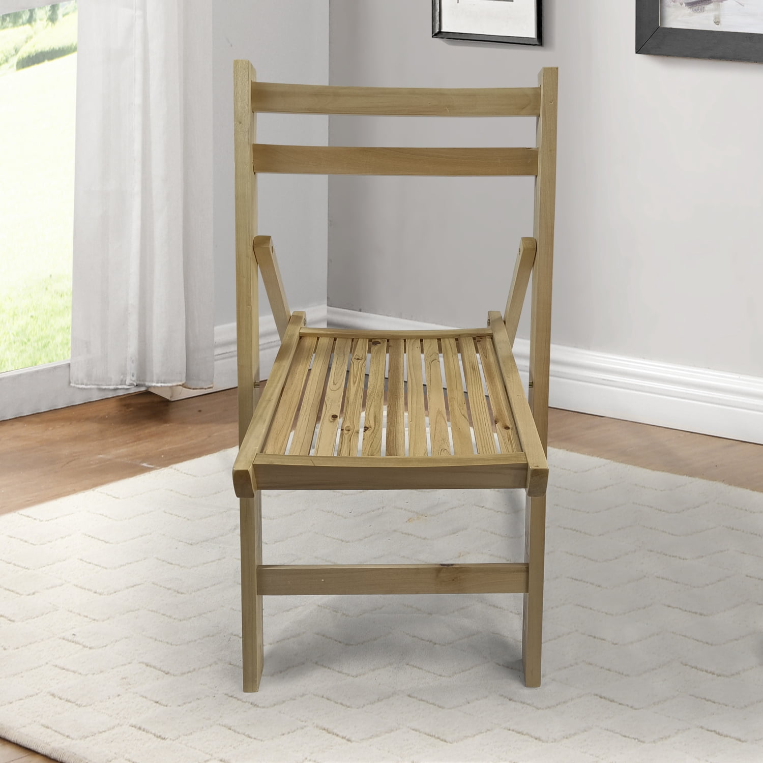 Set of 4 Stylish Slatted Wood Folding Chairs - Special Event Furniture ...