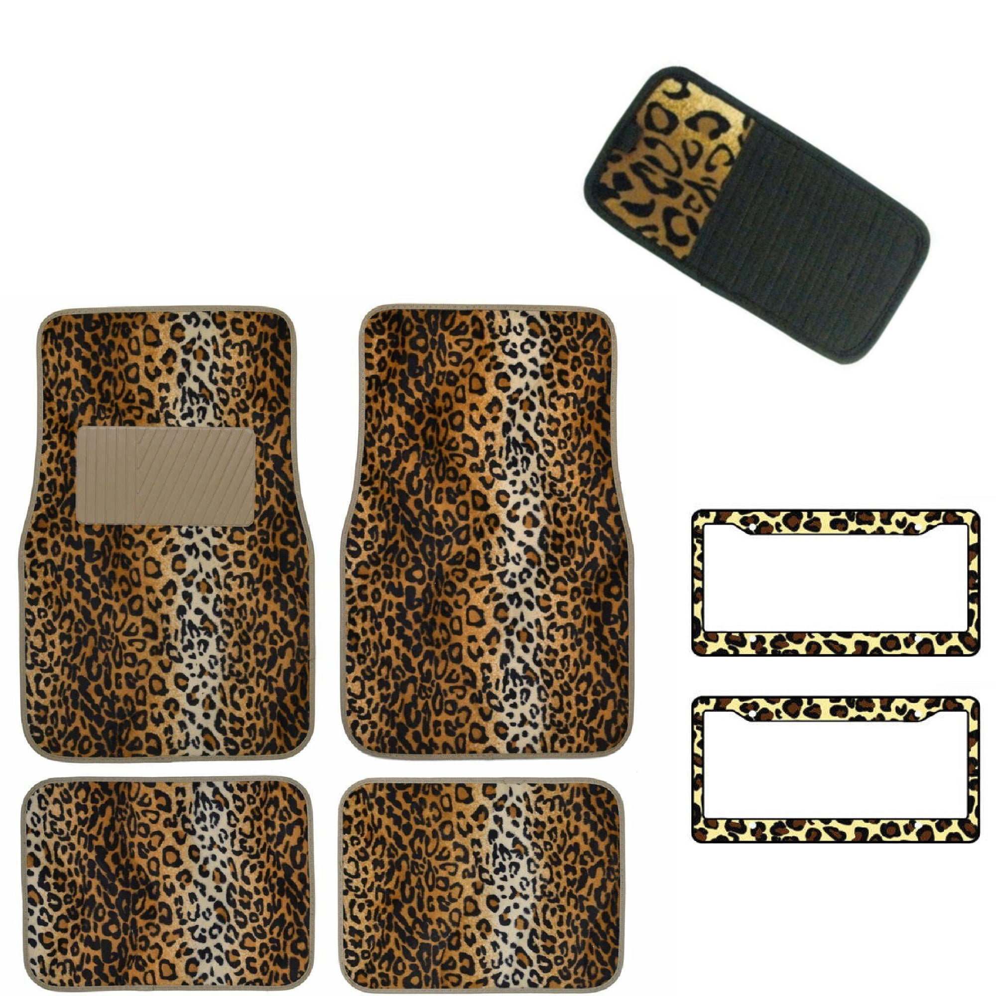 Set of 4 Tan Beige Safari Animal Leopard Print Carpet Floor Mats Bundle ...