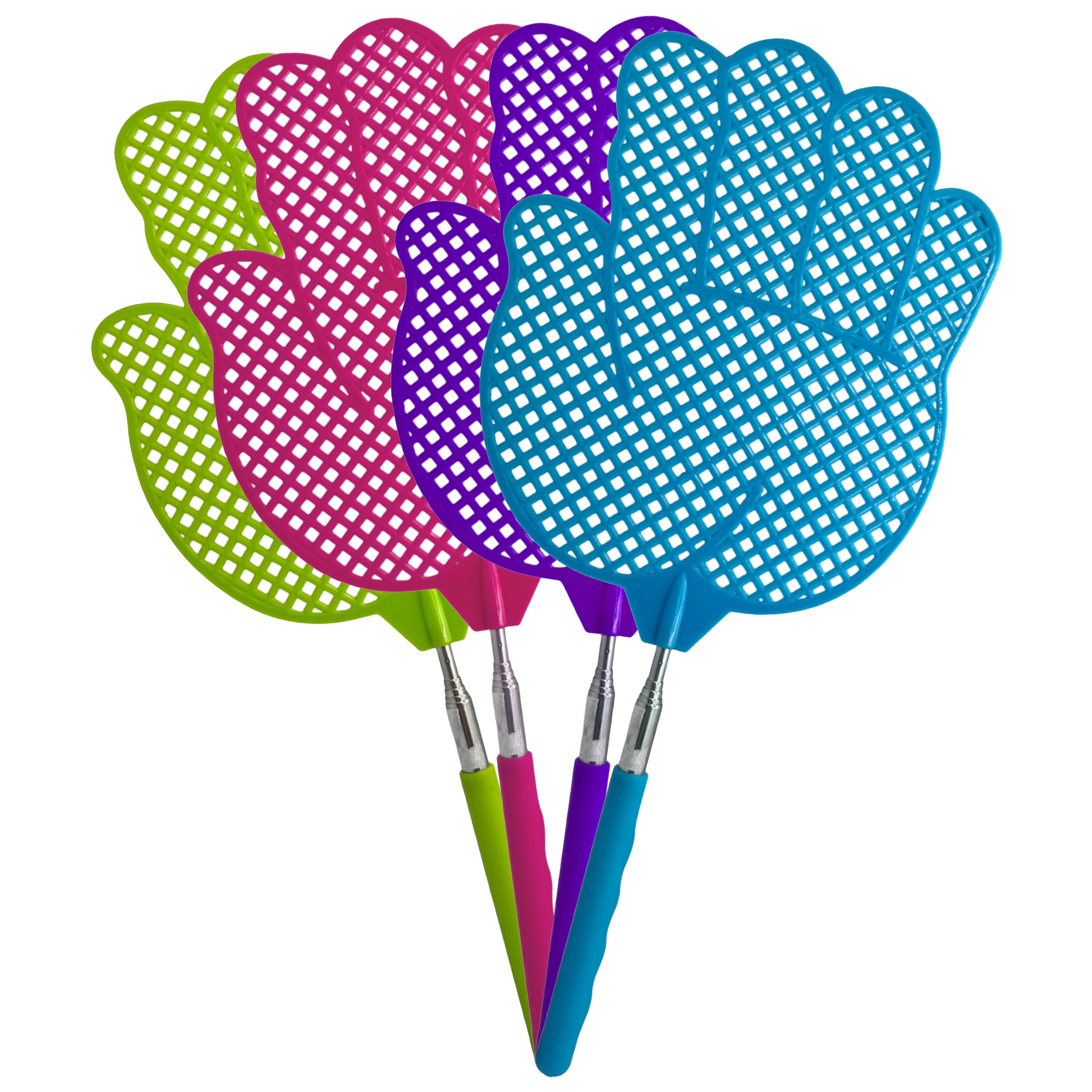 Set of 4 Telescopic Jumbo Fly Swatters - Extends from 14" to 30" with ...