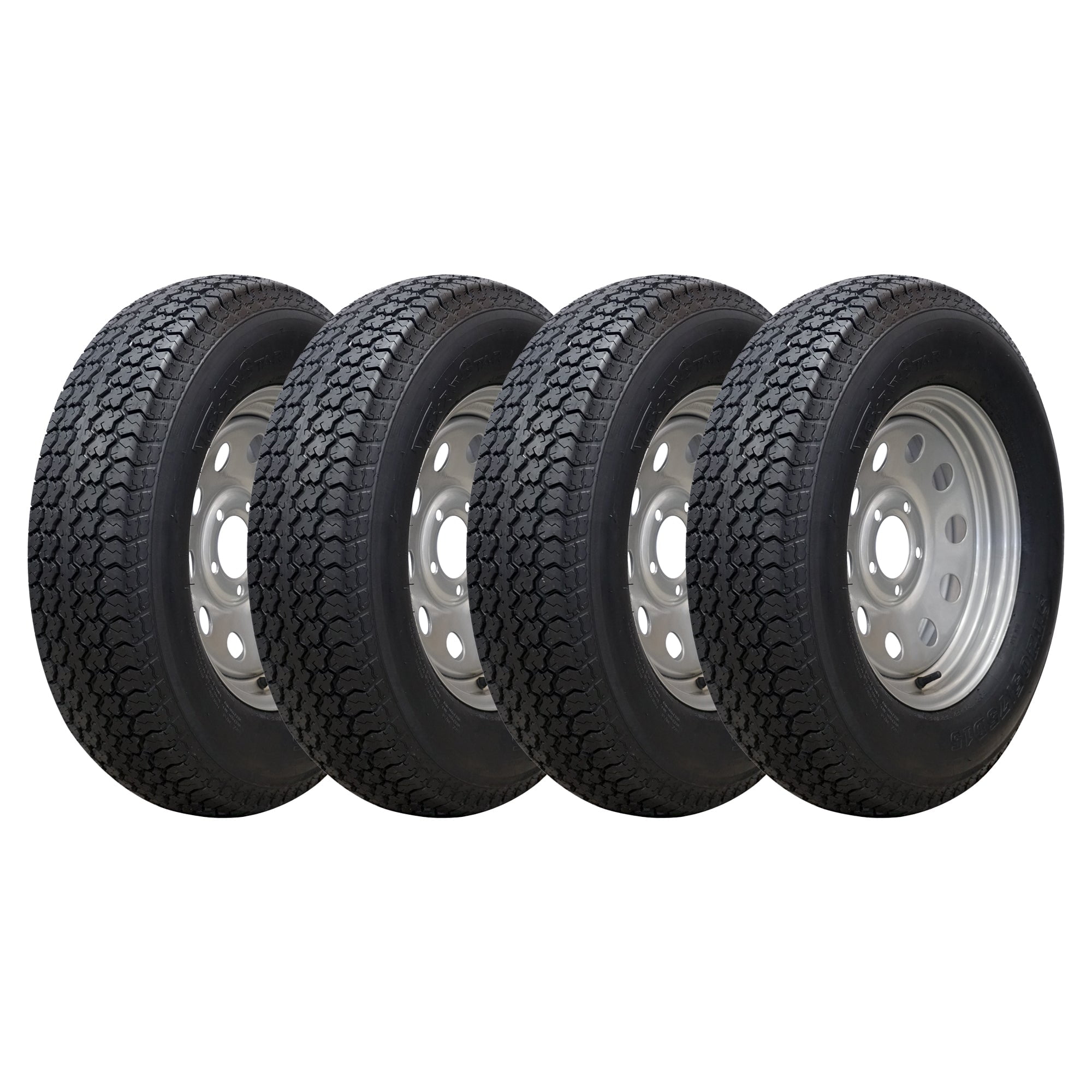 Set of (4) Texstar 15" 6 ply Bias Trailer Tire & Wheel - ST 205/75D15 5 ...