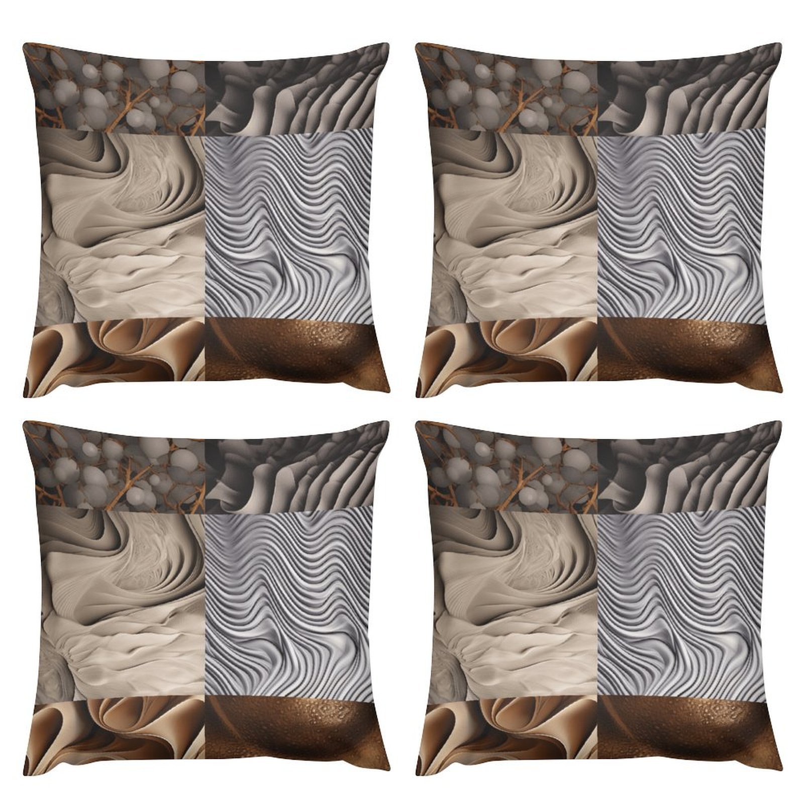 Set of 4 Throw Pillow Wood Grain Particles Hand Couch Sofa Decorative ...