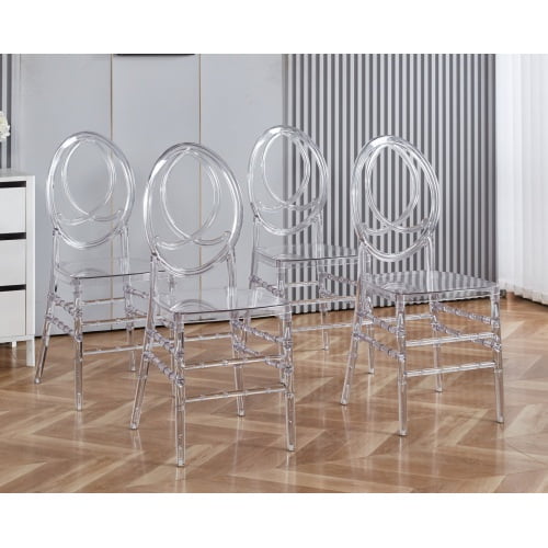 Set of 4 Transparent Plastic Chairs for Dining & Events, 220lb Capacity ...