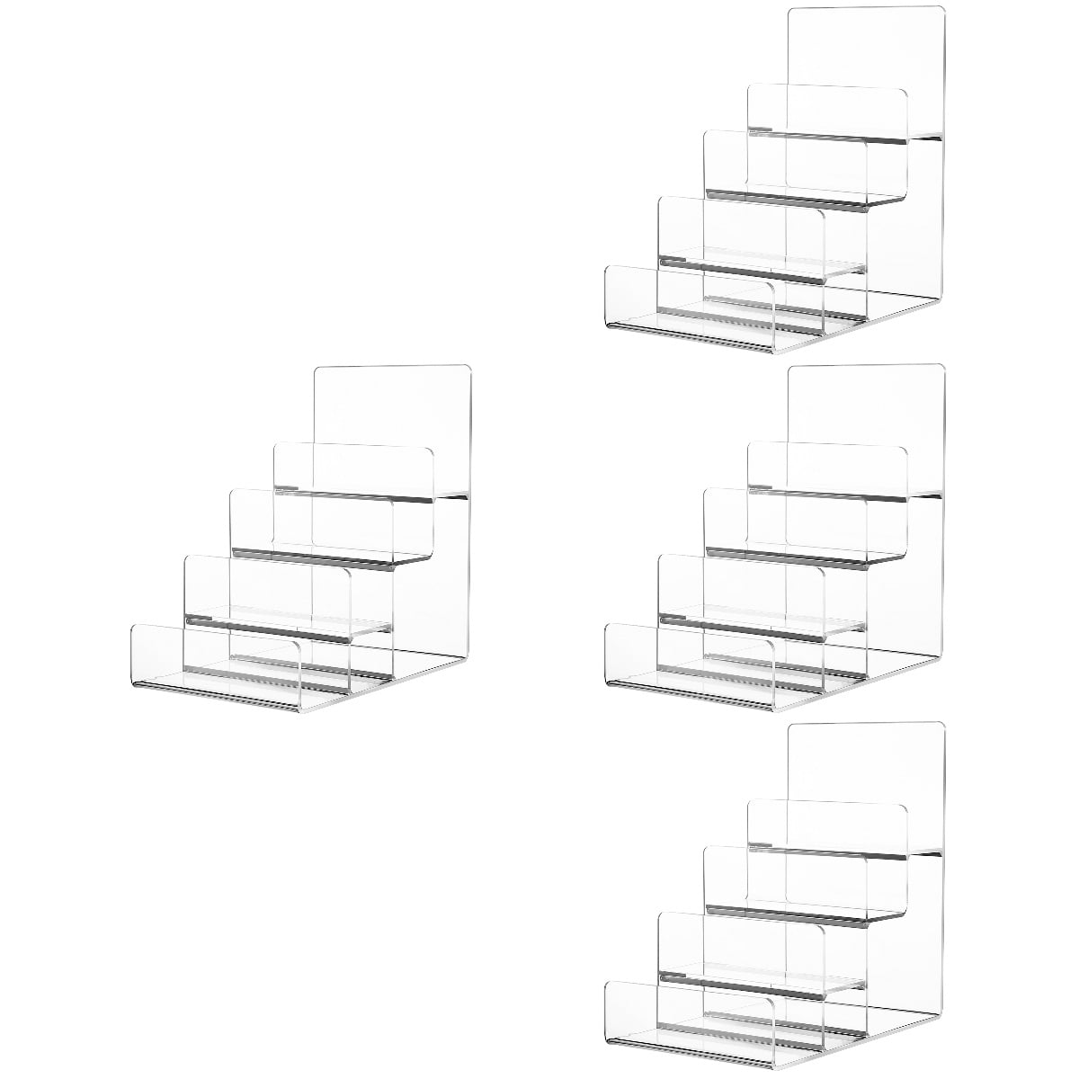 Set of 4 Trapezoid Display Stand Case Tiered Storage Shelf Books Rack ...