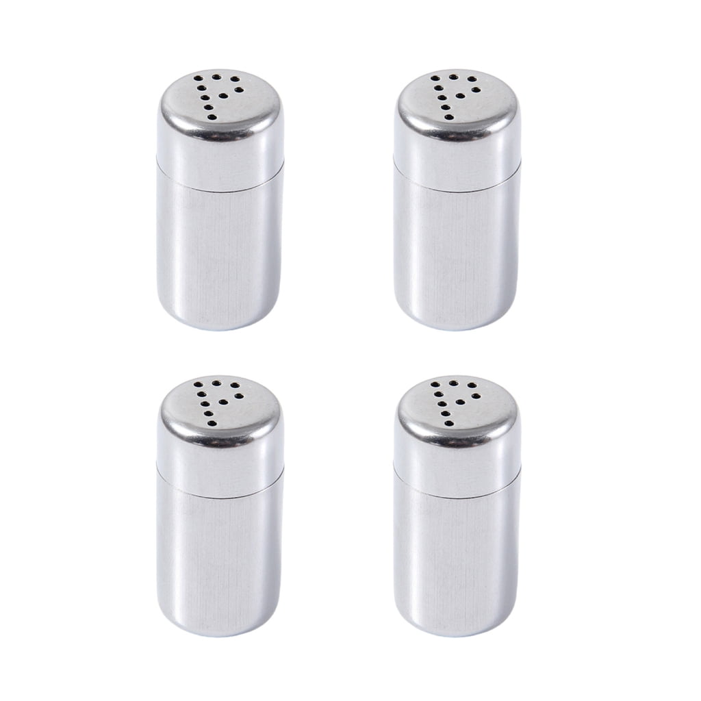 Set of 4 Travel Friendly Mini Salt Shakers Stainless Steel Seasoning ...