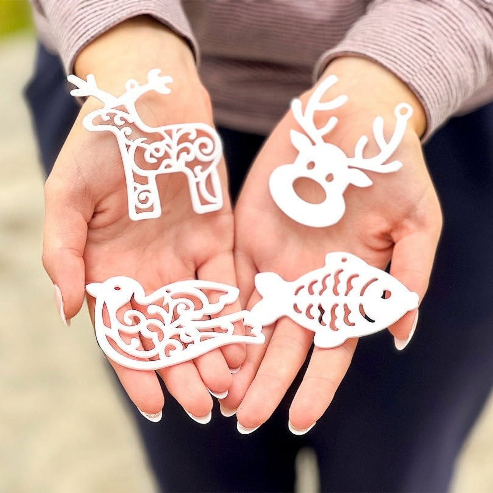 Set of 4 Unique Christmas Tree Animal Ornaments | Deer, Rudolf, Bird ...