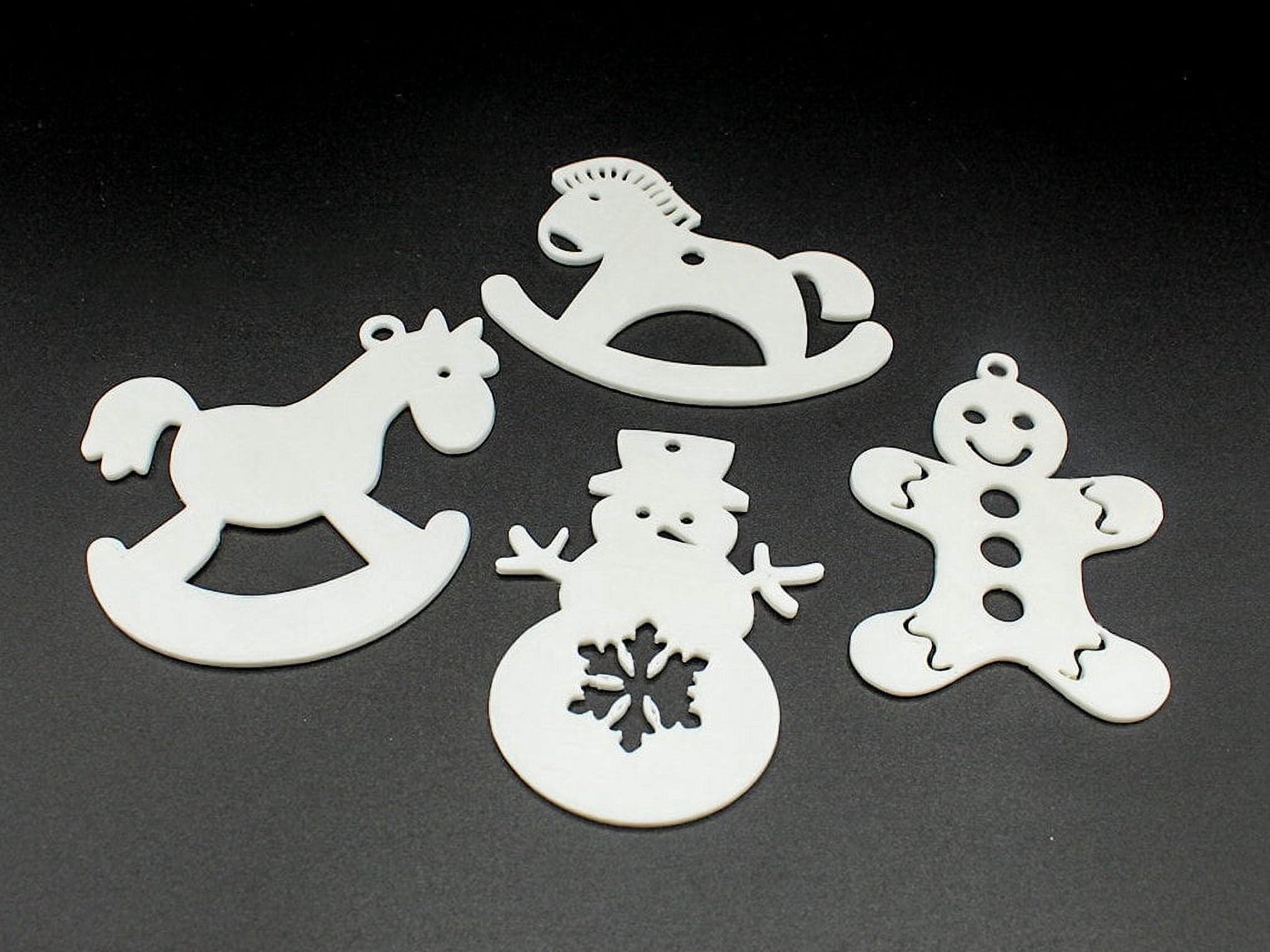 Set of 4 Unique Christmas Tree Ornaments | Rocking Horses, Snowman ...