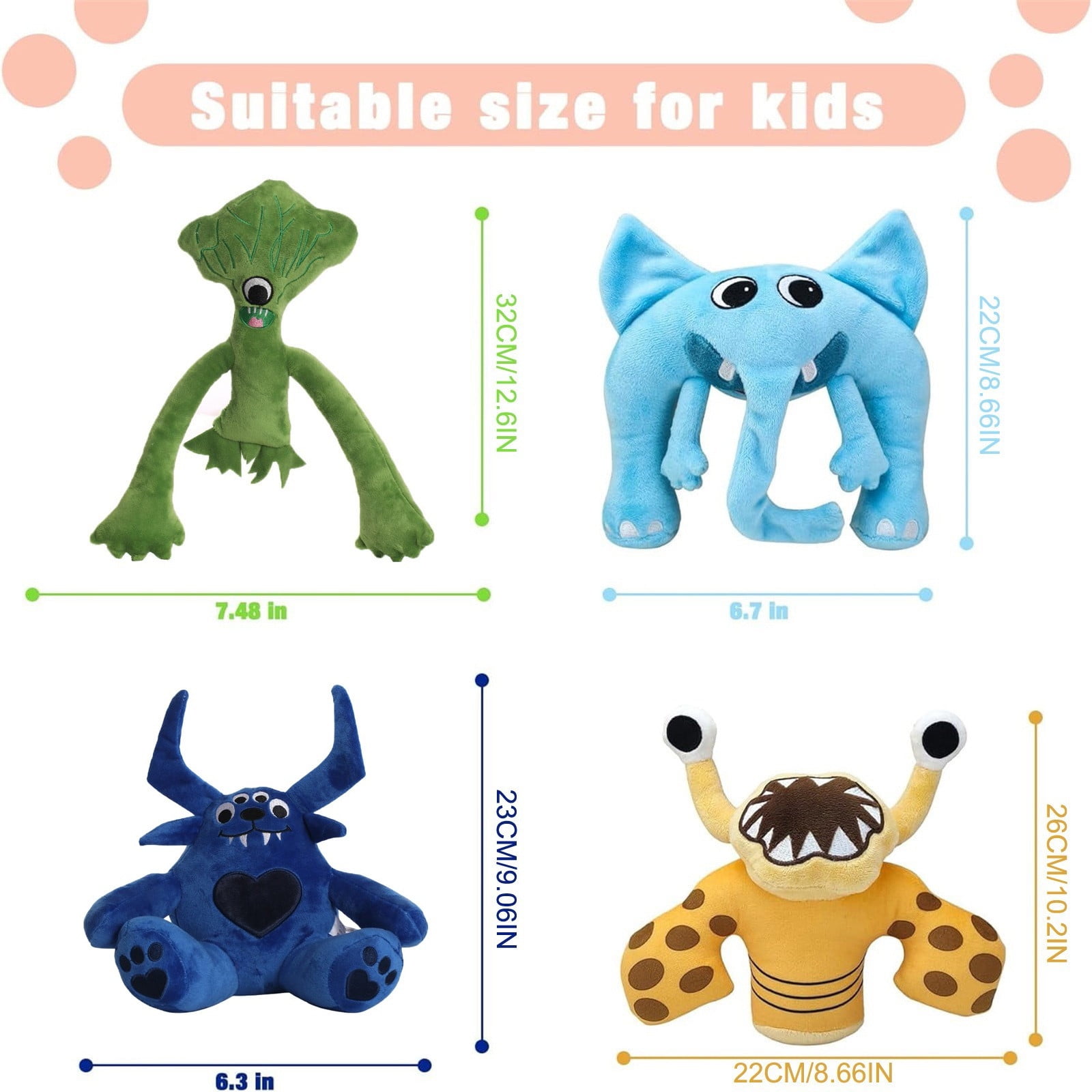 Set of 4 Unique Garten of Banban Monster Plush Toys Soft and Cuddly ...