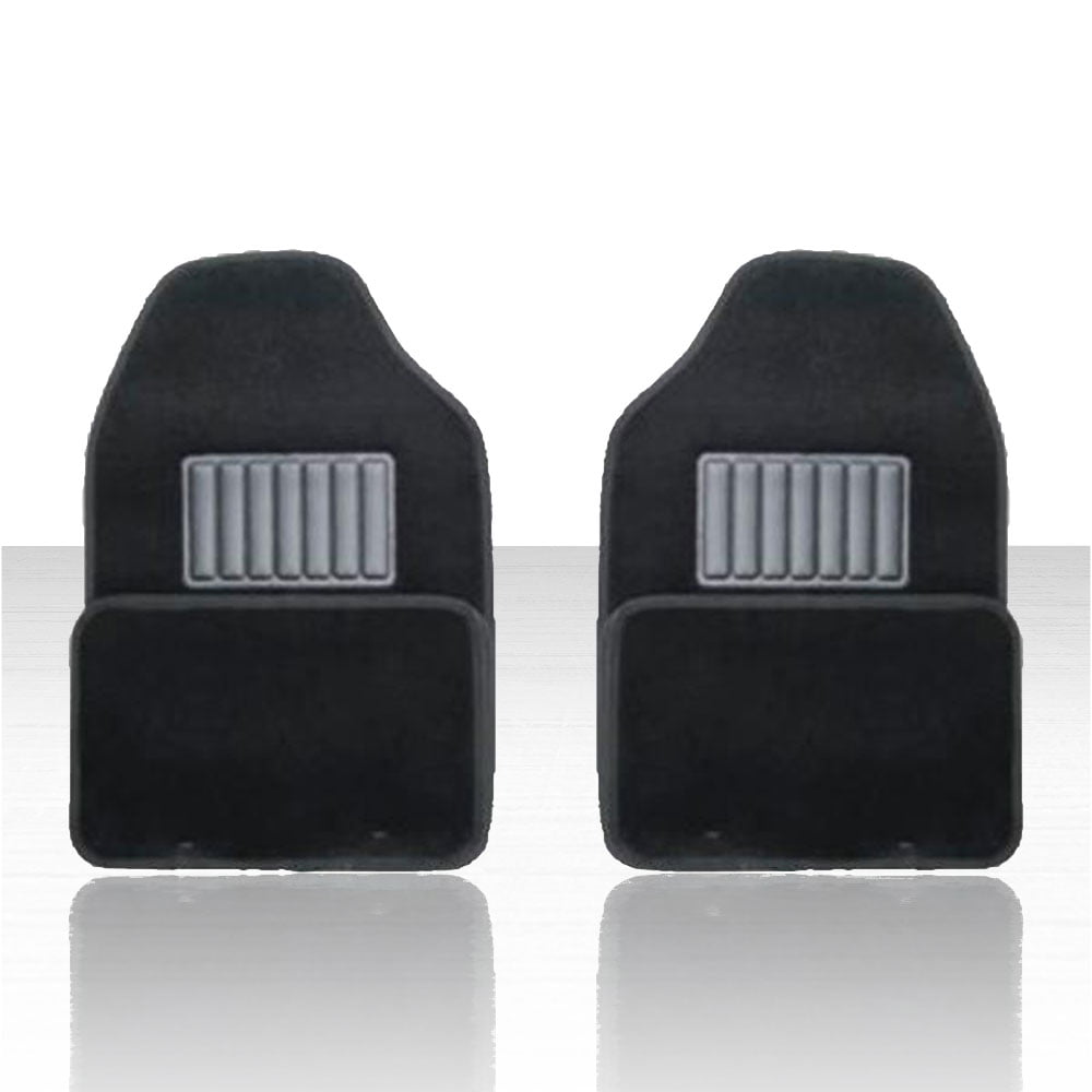 Set of 4 Universal Front and Rear Floor Mats - Black Carpet w/Heel Pad ...