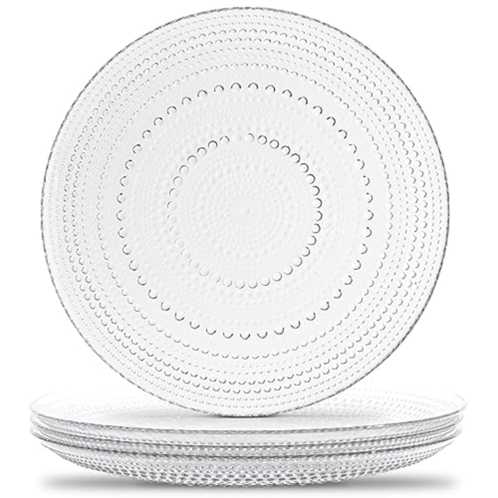 Set of 4 Vintage Glass Dinner Plates 10.5 Clear Hobnail Glass Plates ...