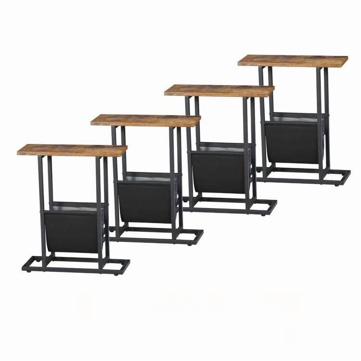 Set of 4 Vintage Narrow End Table Side Table with Side Pocket for ...