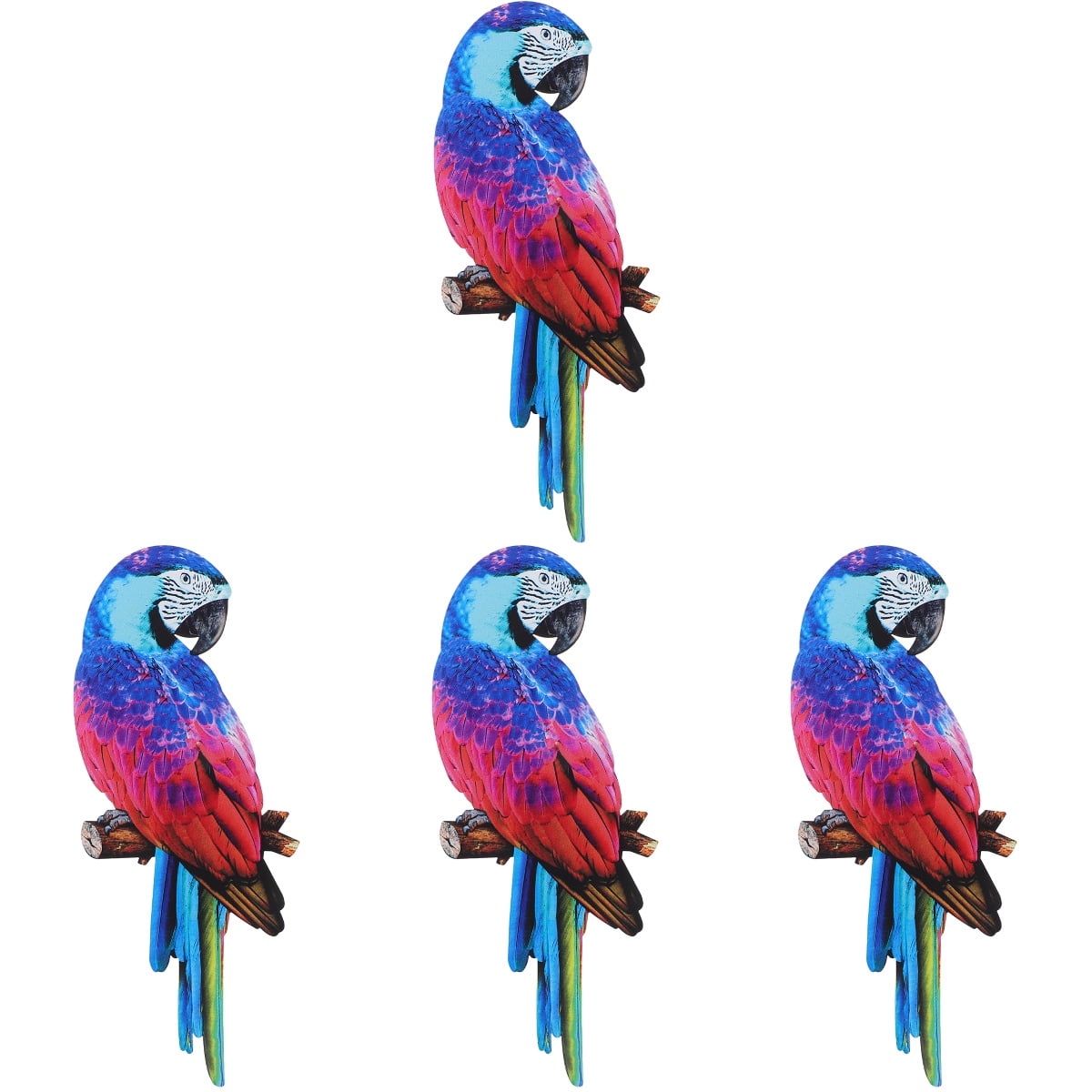 Set of 4 Wall Bird Pendant Room Adornment Fence Decor Hanging Parrots ...