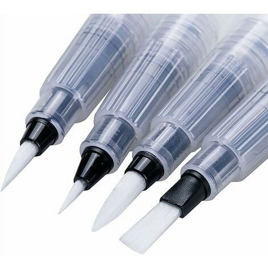 Set of 4 Watercolor Brushes with Refillable Water Reserve - Reservoir ...