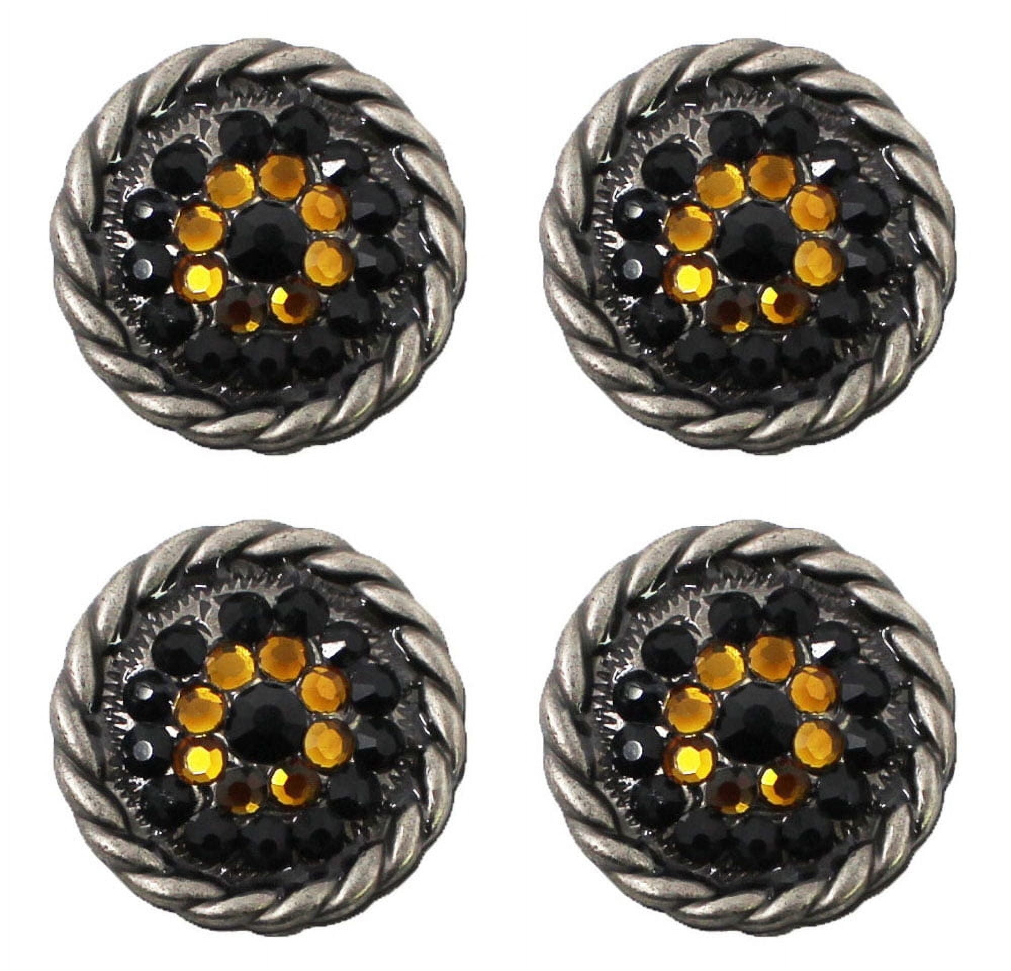 Set of 4 Western Tack Screw Back 1" Engraved Conchos w/ Yellow ...