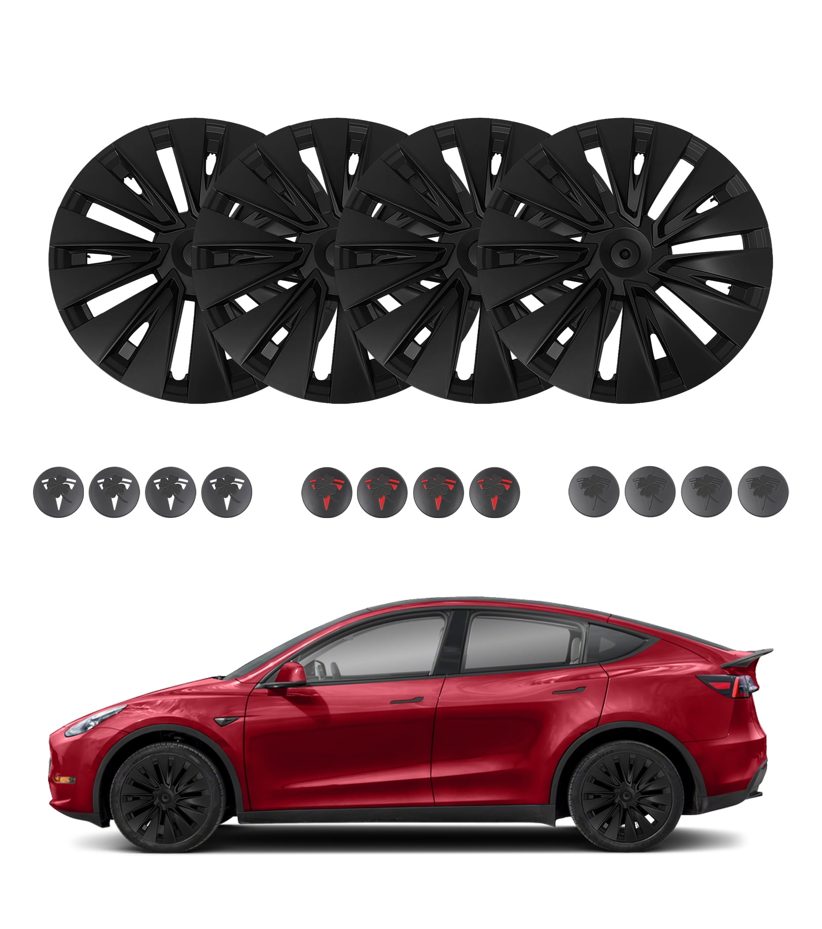 Set of 4 Wheel Covers Mx Model Hubcaps Matte Black For 2020-2025 Tesla ...