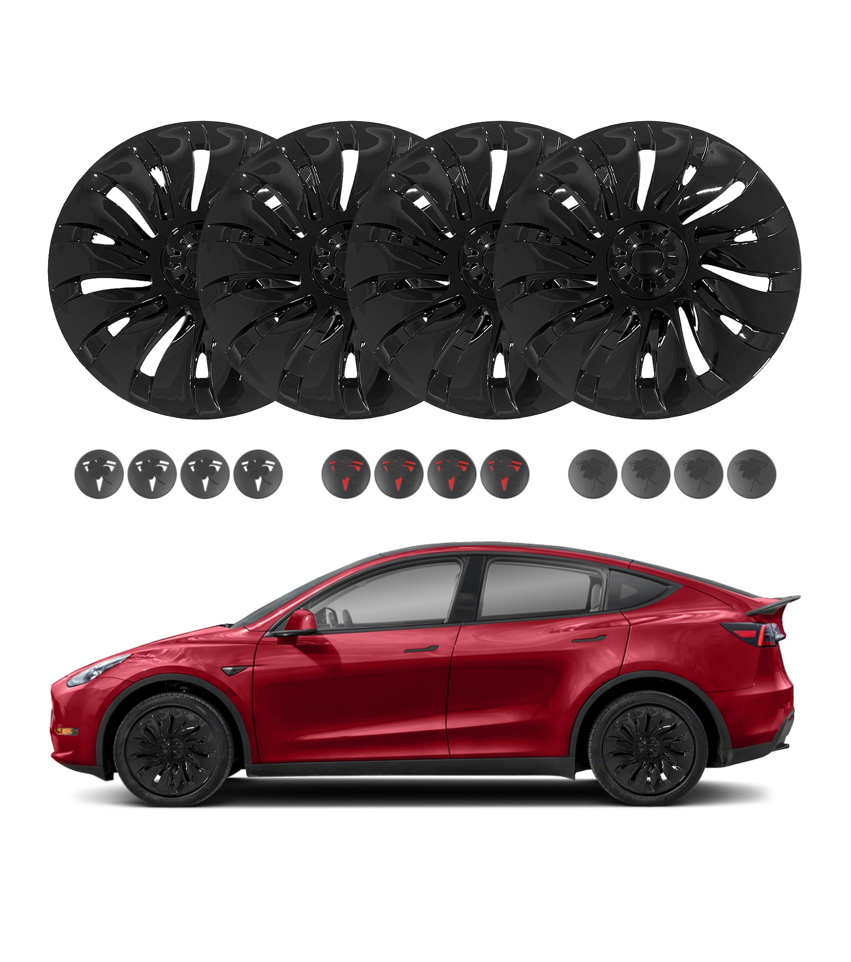 Set of 4 Wheel Covers Storm Symmetry Hubcaps For 2020-2025 Tesla Y 19 ...