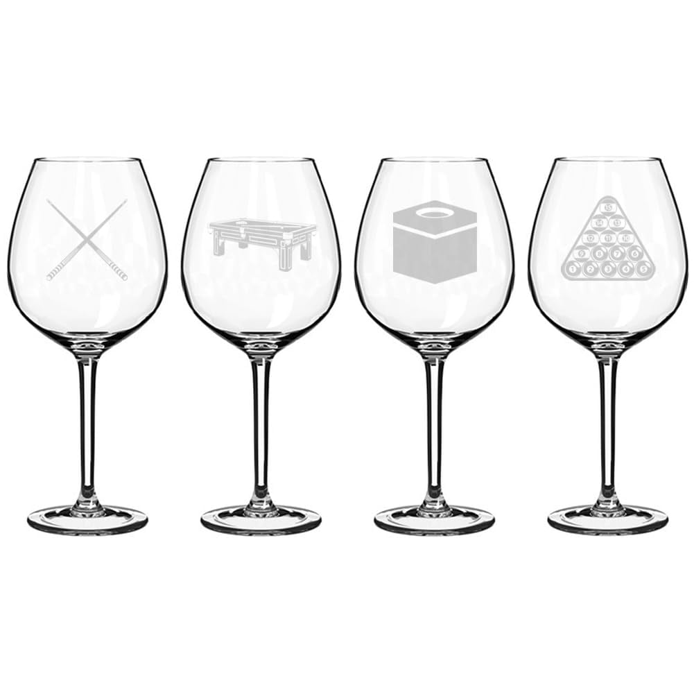 Set of 4 Wine Glass Gift Billards Pool Equipment Collection (20 oz ...