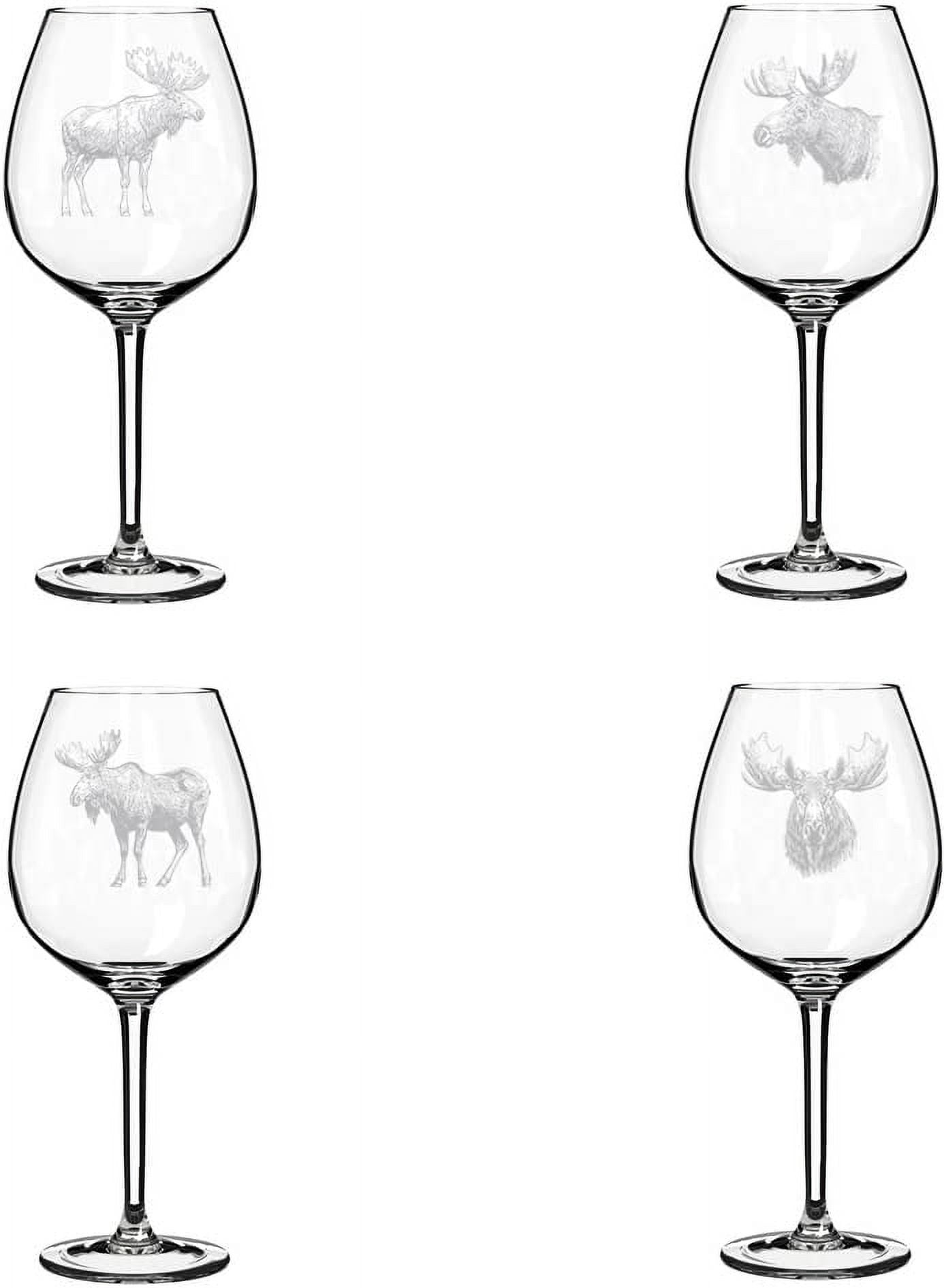 Set of 4 Wine Glass Gift Goblet Moose Collection (20 oz Jumbo ...