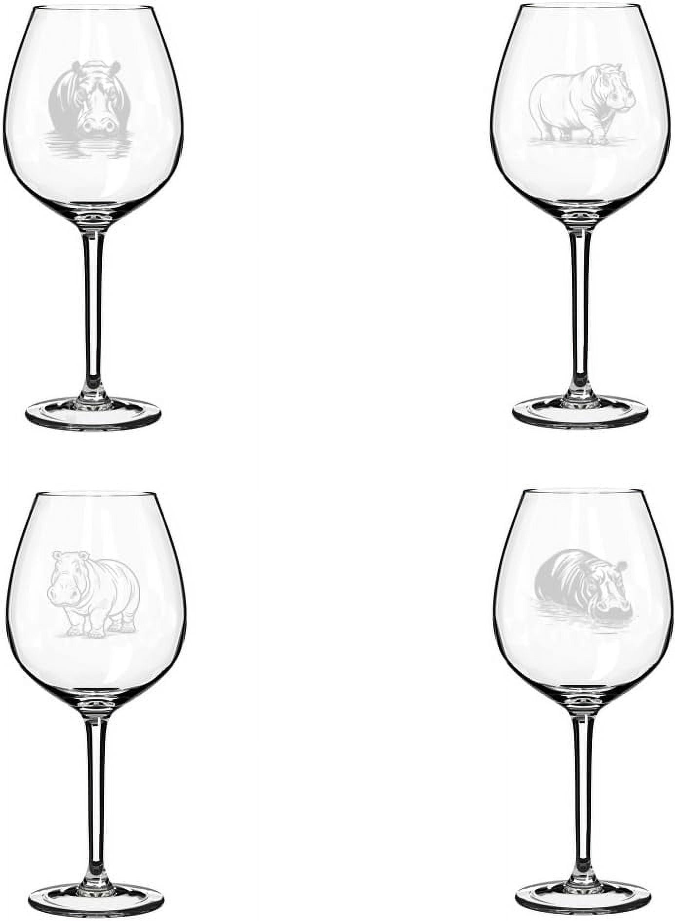 Set of 4 Wine Glass Gift Hippo Hippopotamus Collection (20 oz Jumbo ...
