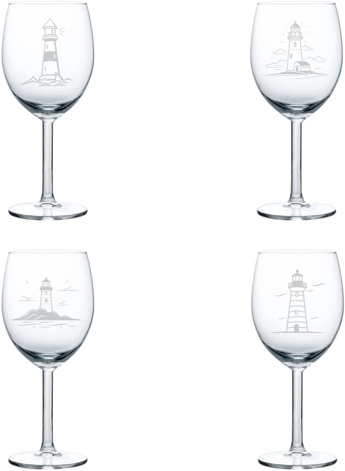 Set of 4 Wine Glass Gift Lighthouse Collection (10 oz) - Walmart.com