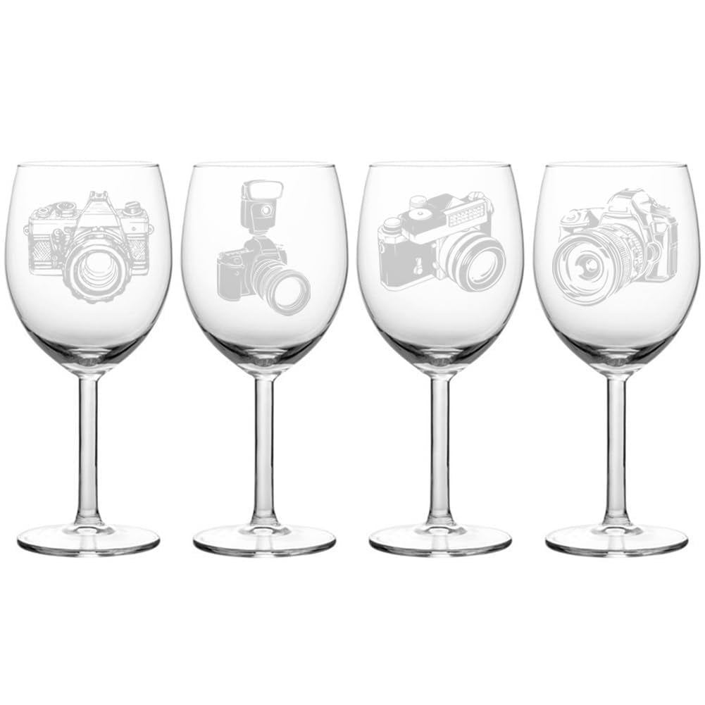 Set of 4 Wine Glass Gift Photographer Camera Equipment Collection (10 ...