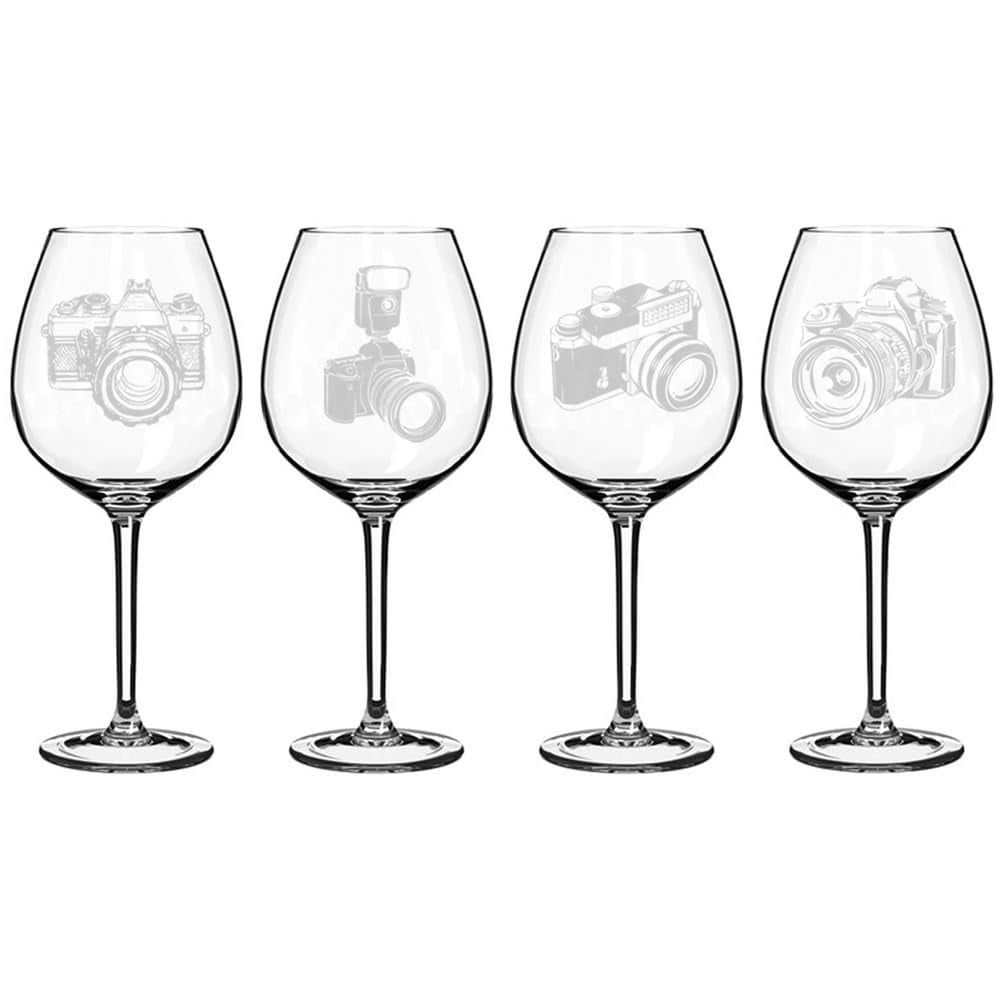 Set of 4 Wine Glass Gift Photographer Camera Equipment Collection (20 ...