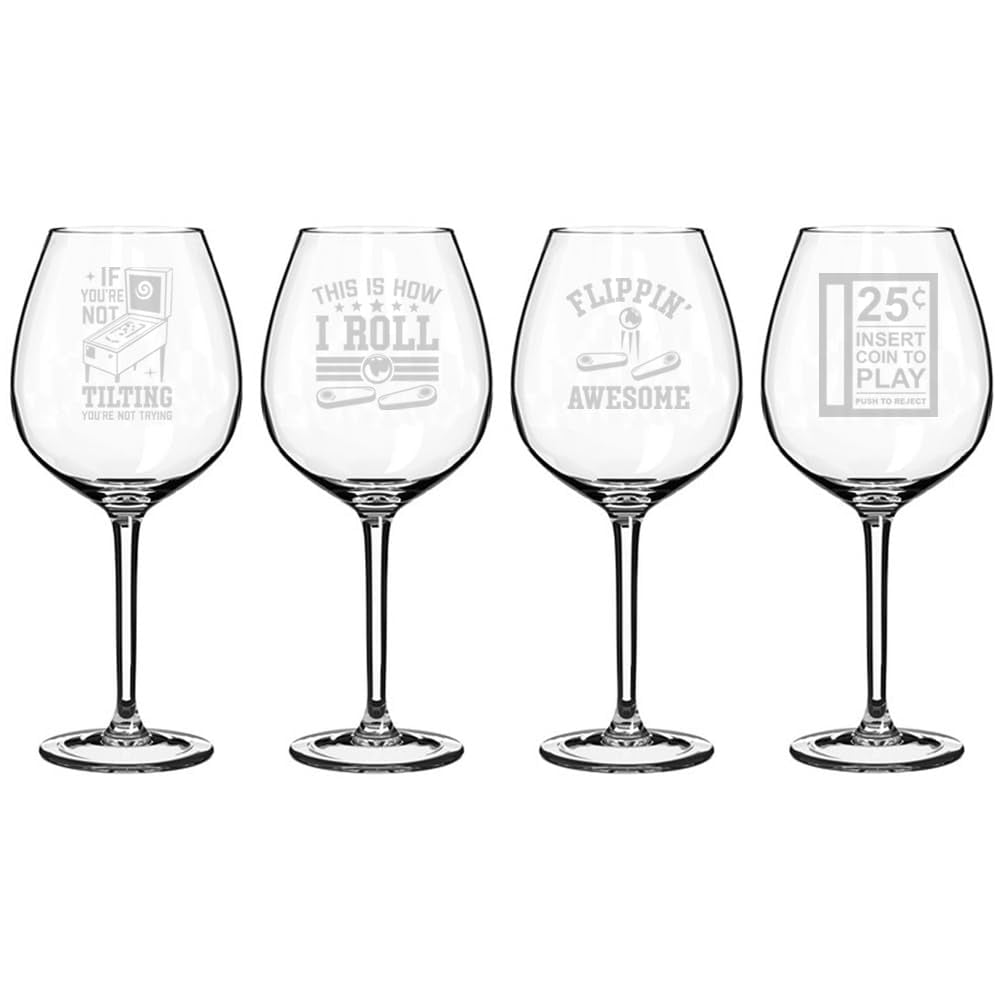 Set of 4 Wine Glass Gift Pinball Collection (20 oz Jumbo) - Walmart.com