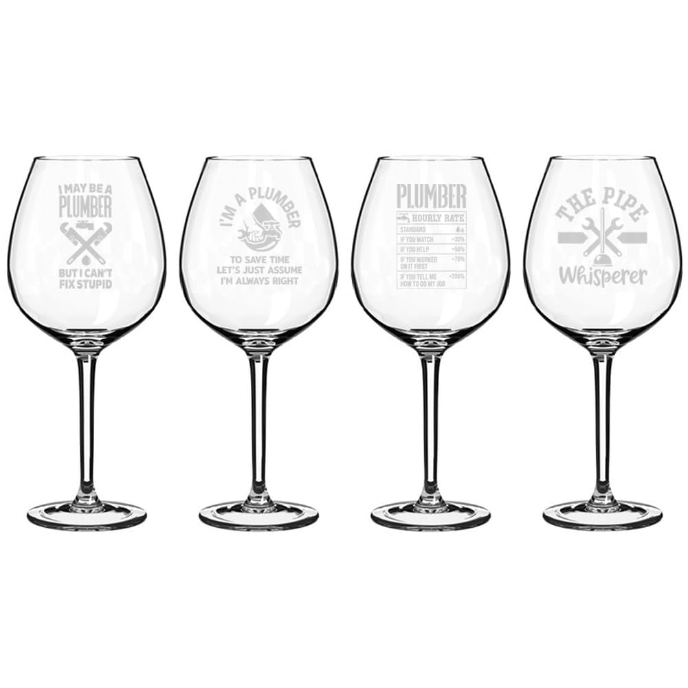 Set of 4 Wine Glass Gift Plumber Collection (20 oz Jumbo) - Walmart.com