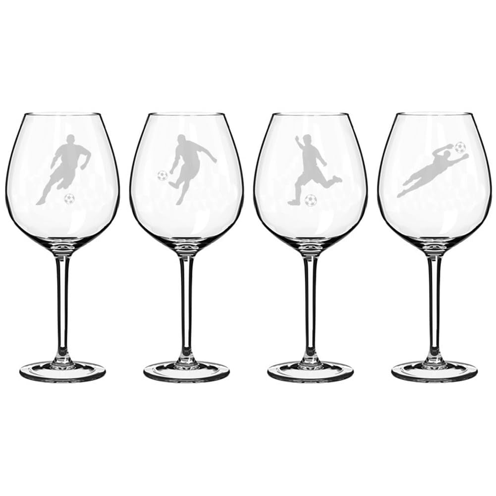 Set of 4 Wine Glass Gift Soccer Players Collection (20 oz Jumbo ...
