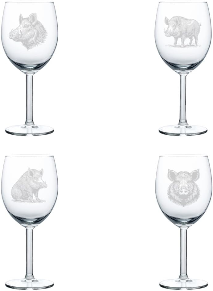 Set of 4 Wine Glass Gift Wild Boar Collection (10 oz) - Walmart.com