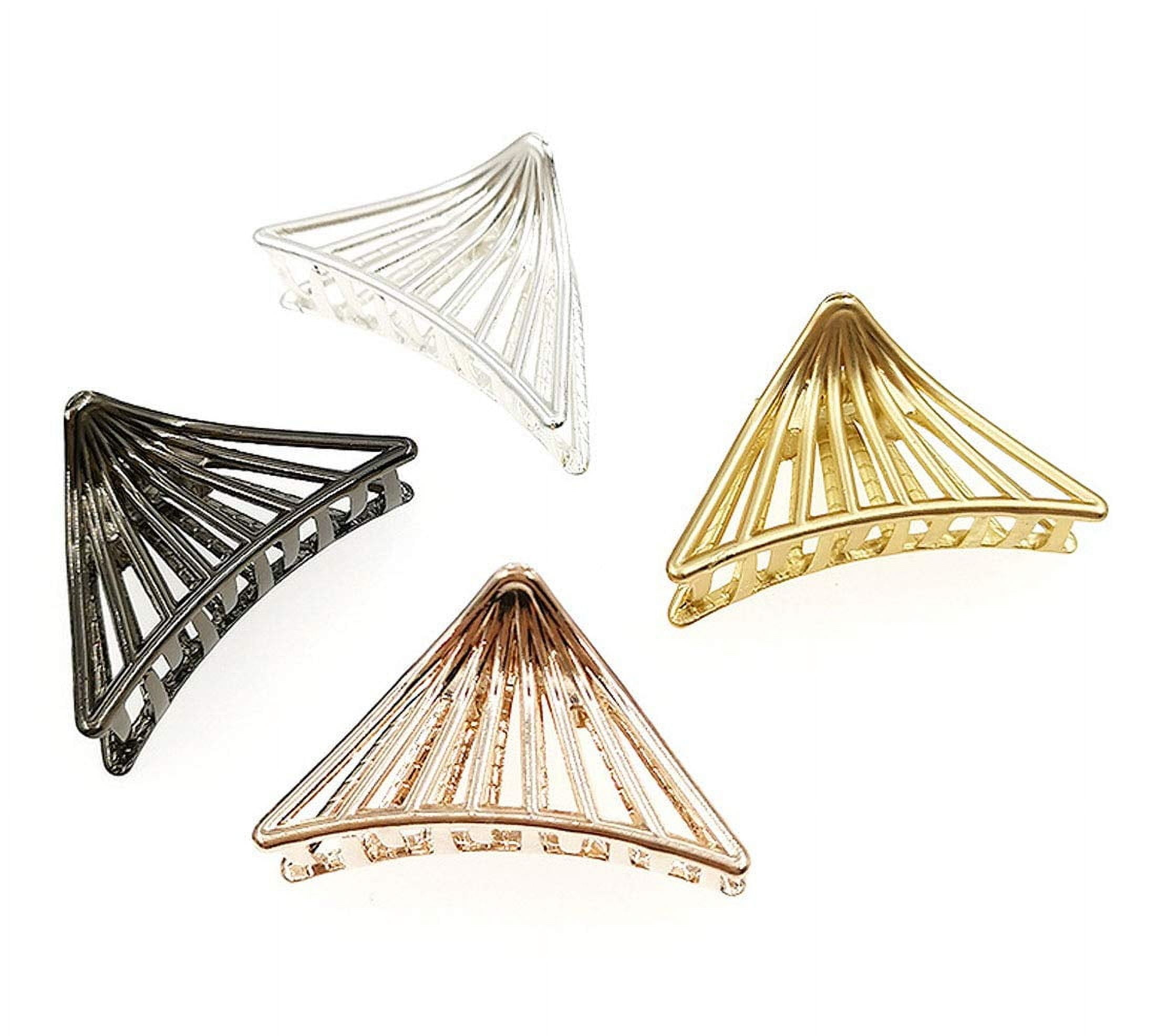 Set of 4 Women Lady Triangle Metal Hair Jaw Clips Hollow Hair Clamp ...