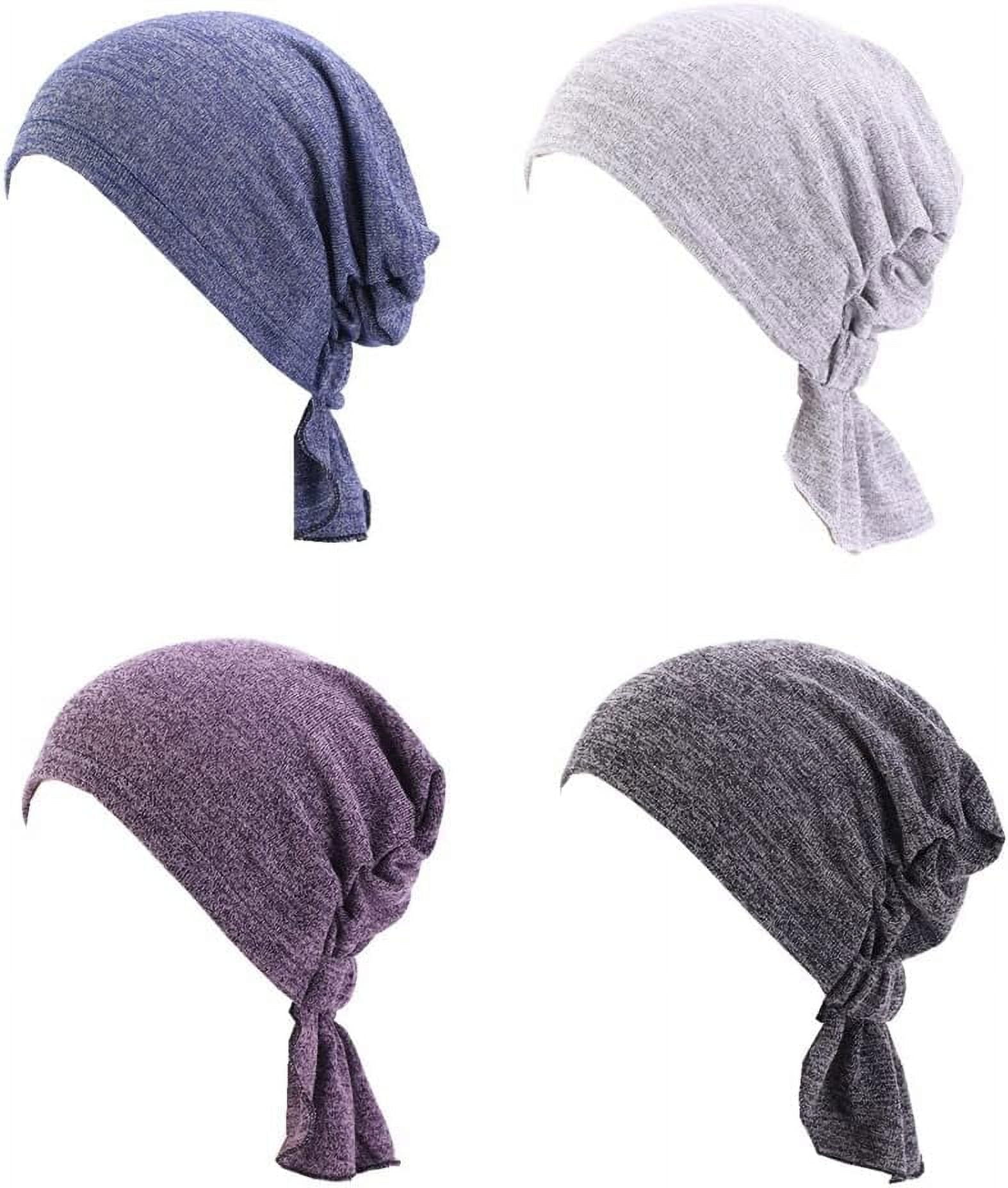 Set of 4 Women's Pre-Tied Bandanas Covered Head Chemo Bandana Hat ...