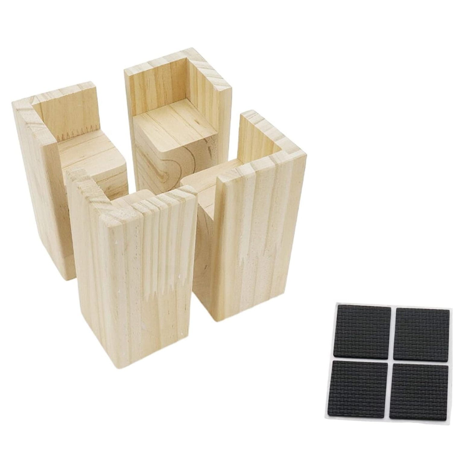 Set of 4 Wood Bed Risers Furniture Square Risers Wooden Solid Wood ...