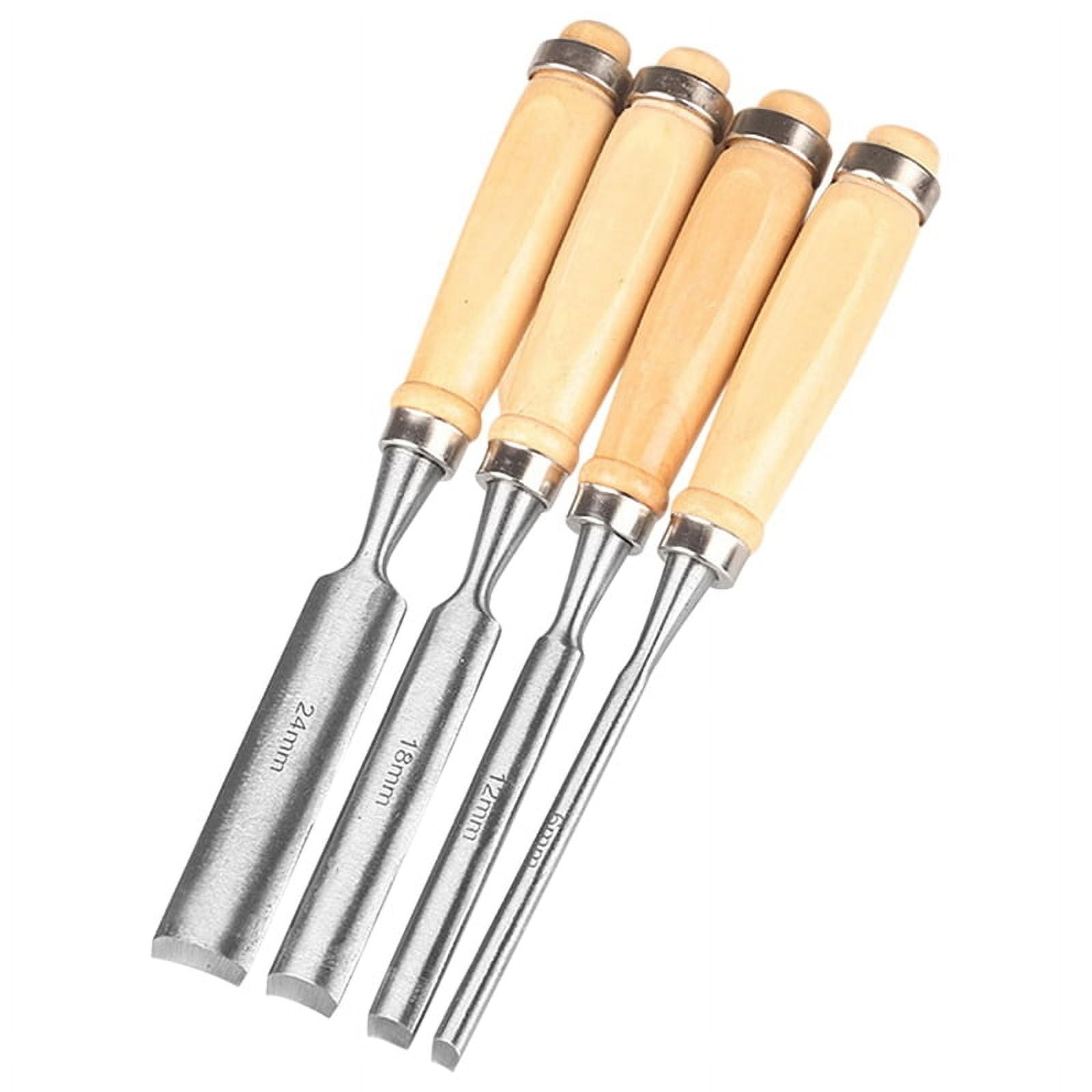 Quaqdae Set of 4 Wooden Chisel Set, Round, Curved Chisel Set, -V Steel ...