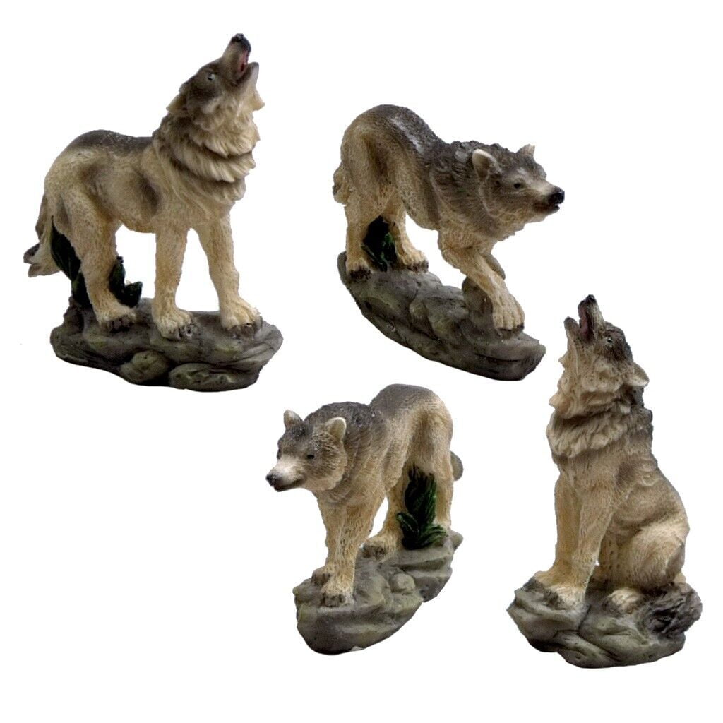 Set of 4 Woodland GREY WOLF Polystone Figurines, by Lipco - Walmart.com