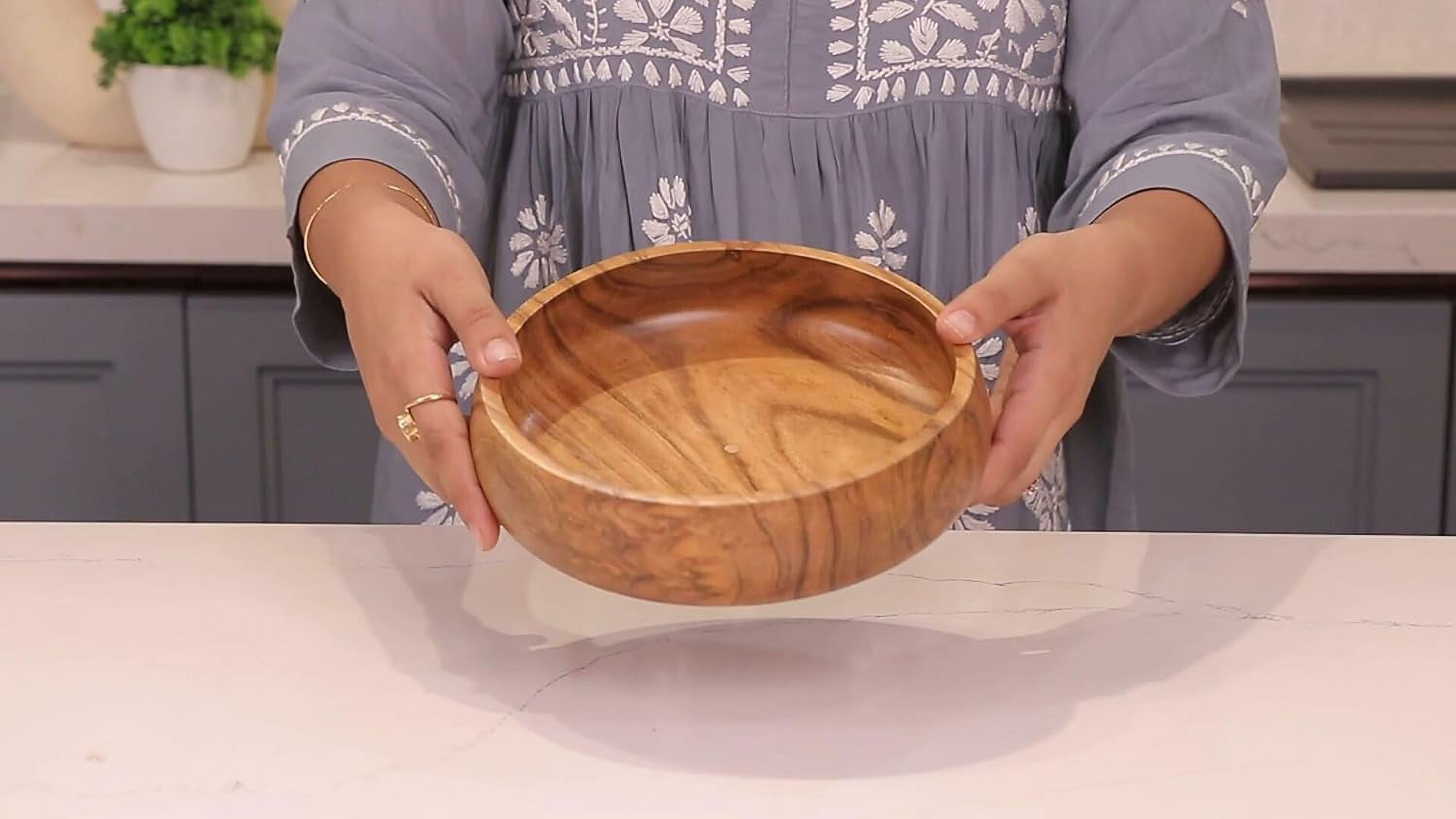 Set of 4 acacia wood bowls 8 x 2 inches (26 oz) with Food safe wood ...