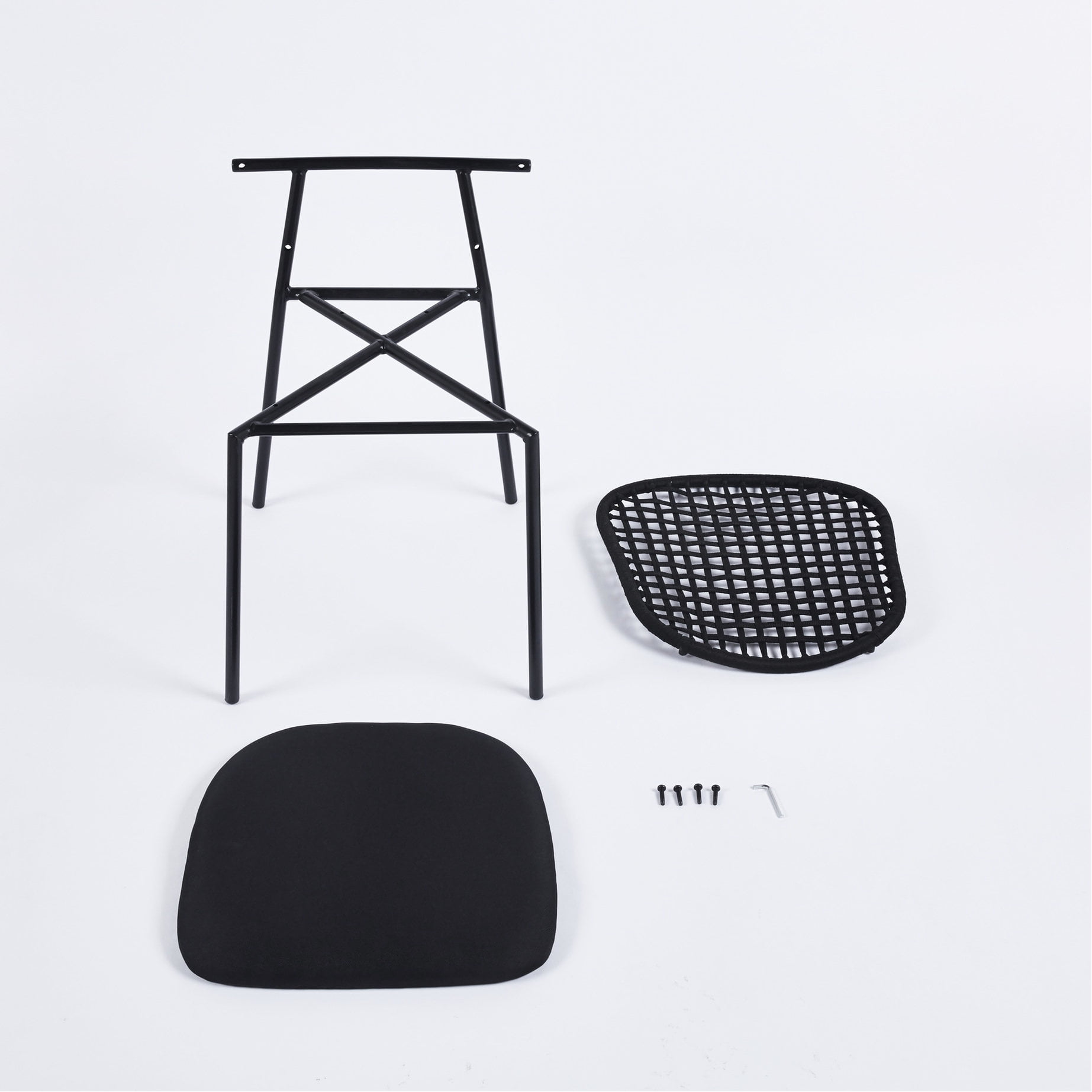 Set of 4 black dining chairs, stainless steel frame, quick assembly ...