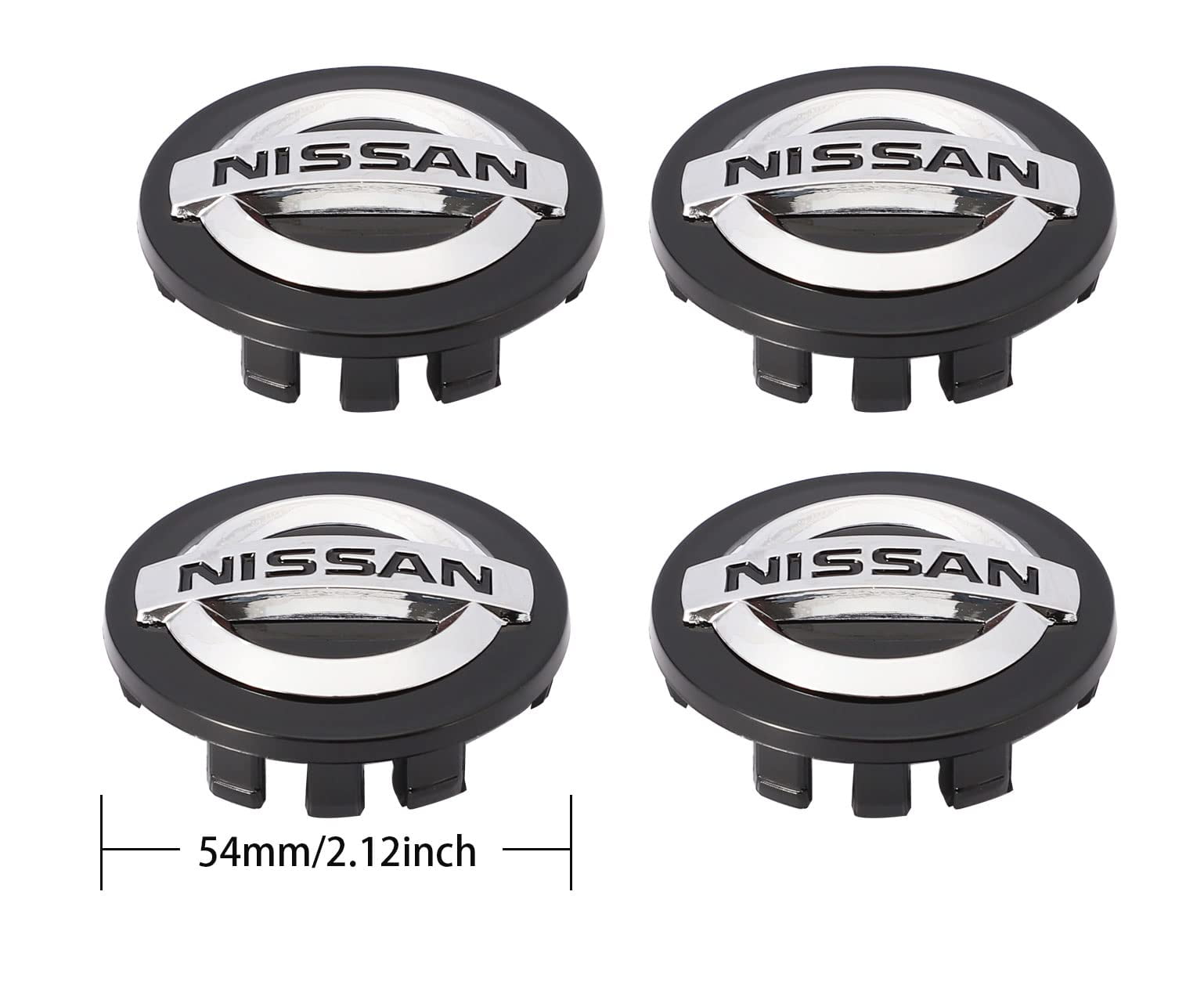 Set of 4 for Nissan Wheel Center Caps, 60mm(2.36inch) Black Center ...