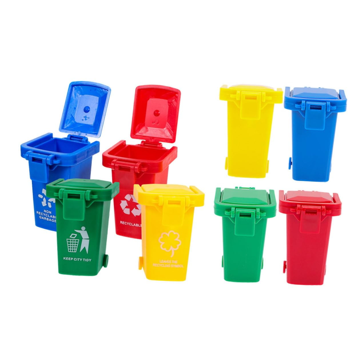 Set of 4 mini waste bins with lids Portable table waste bins for office ...