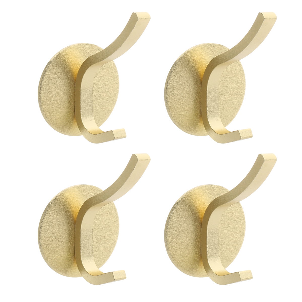 Set of 4 towel hooks, self-adhesive, round base, golden color - Walmart.com